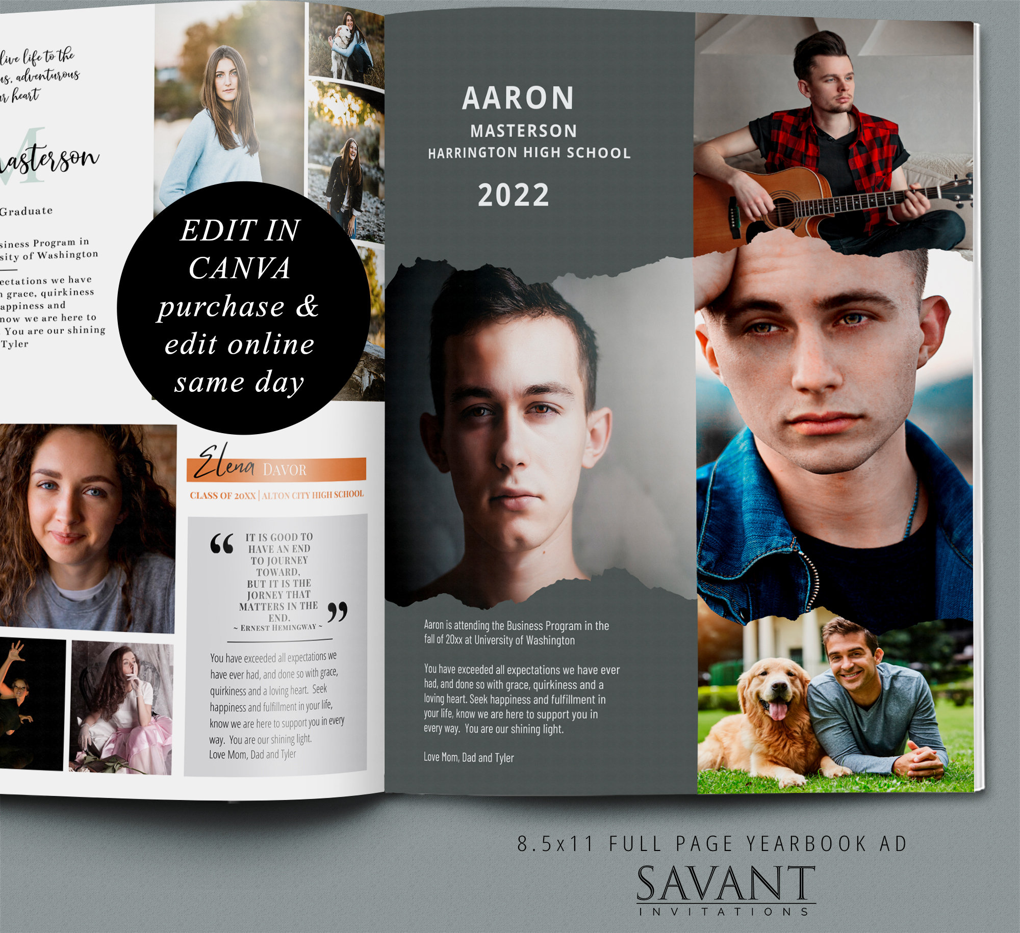 Yearbook Ad Template Canva Template Guy DIY Editable - Etsy