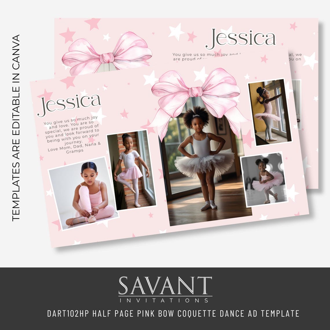 NEW! Half Page Pink Bow and Purple Bow Coquette Dance Recital Ad ...