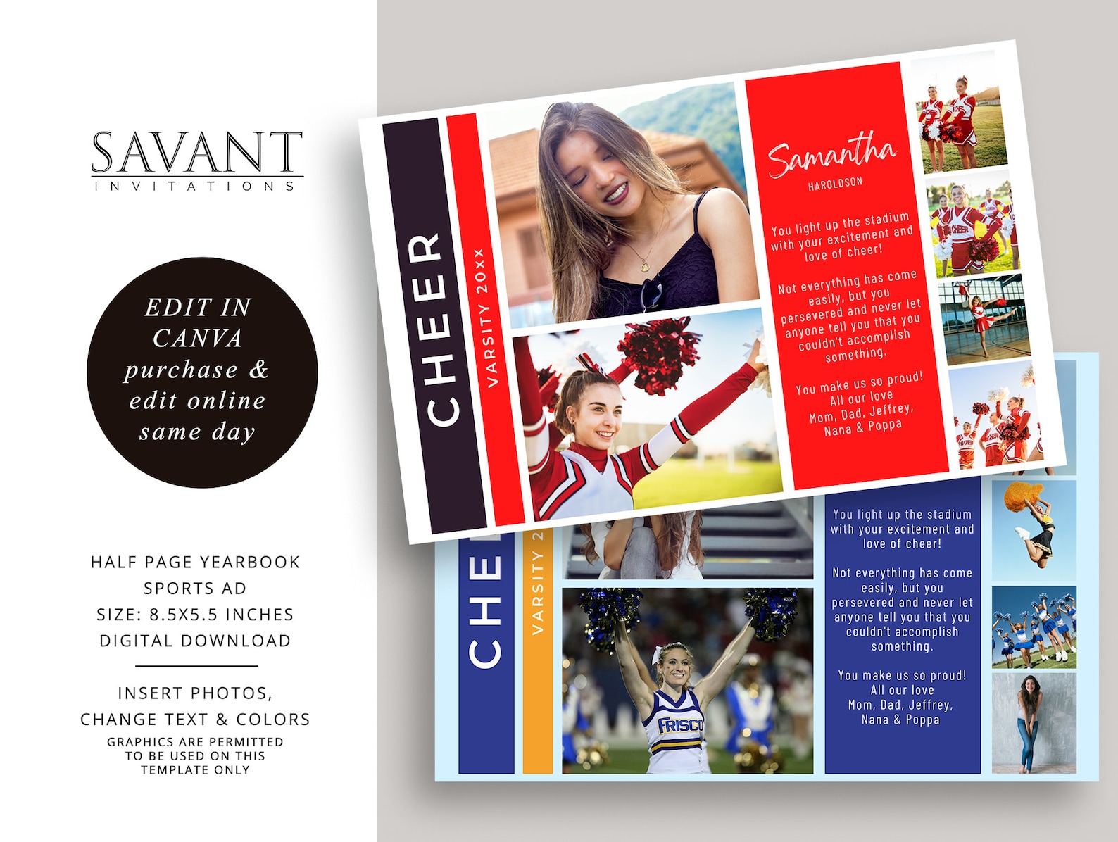 Half Page Cheer Yearbook Ad Template Sports Program Ad - Etsy