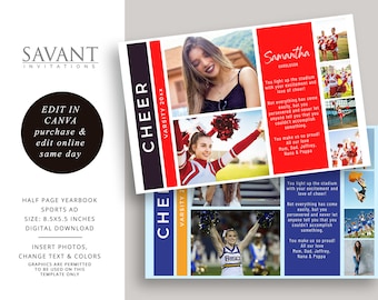 Yearbook Ad Template Cheer Sports Program Ad Editable in - Etsy