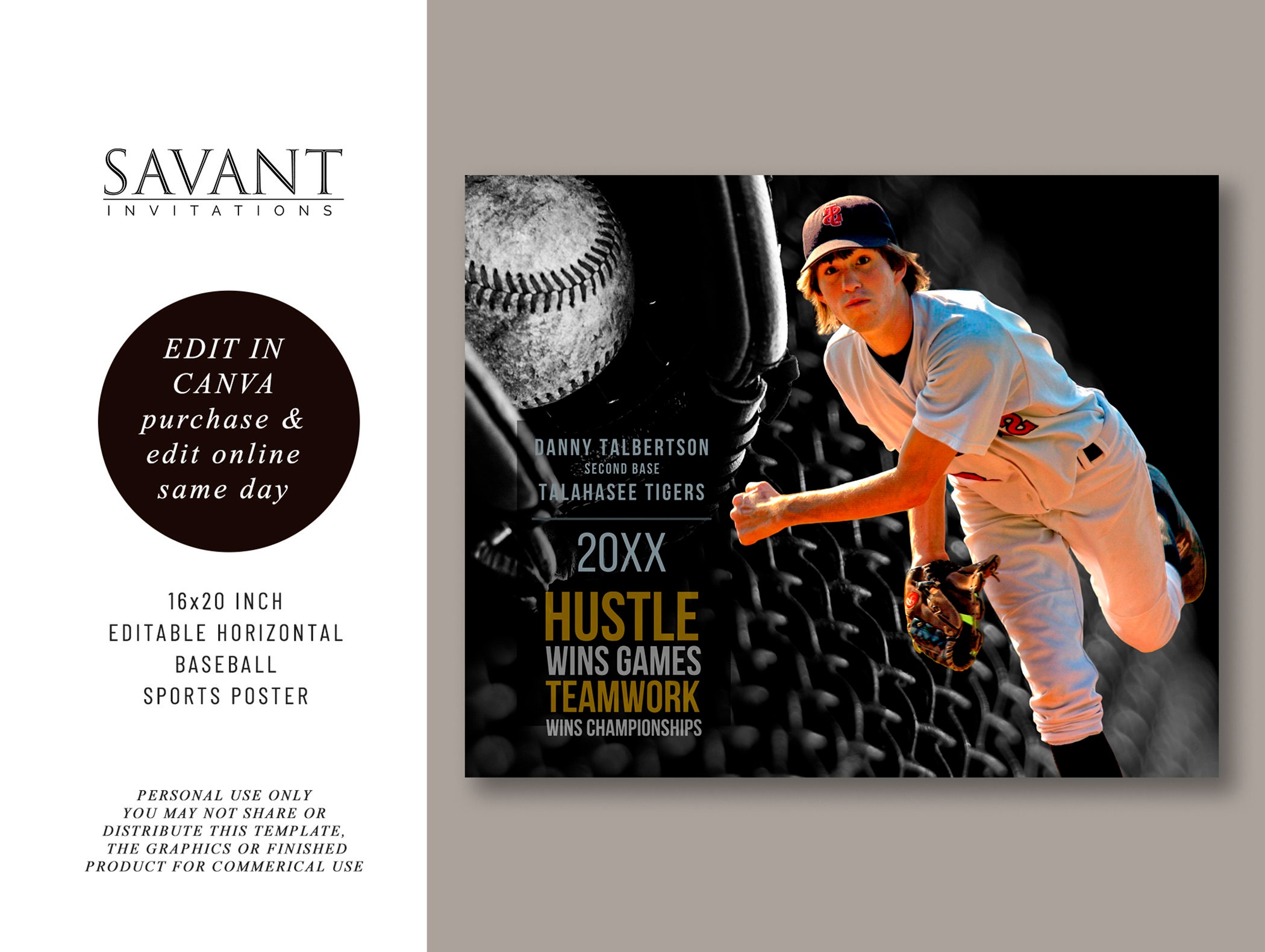 Sports Poster Template Personalized Baseball Template Sports | Etsy