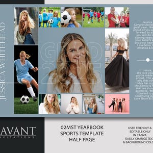 Half Page Yearbook Grad or Sports Tribute Dedication Template - Grad ...