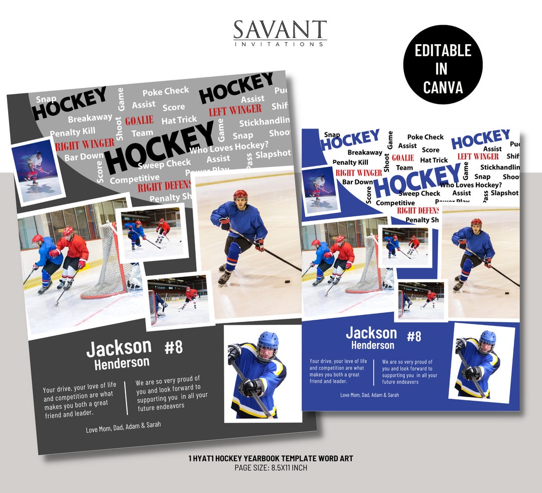 Hockey Yearbook Ad Template, Sports Program Ad, Editable in CANVA, Full ...