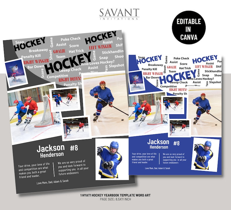 Hockey Yearbook Ad Template, Sports Program Ad, Editable in CANVA, Full ...