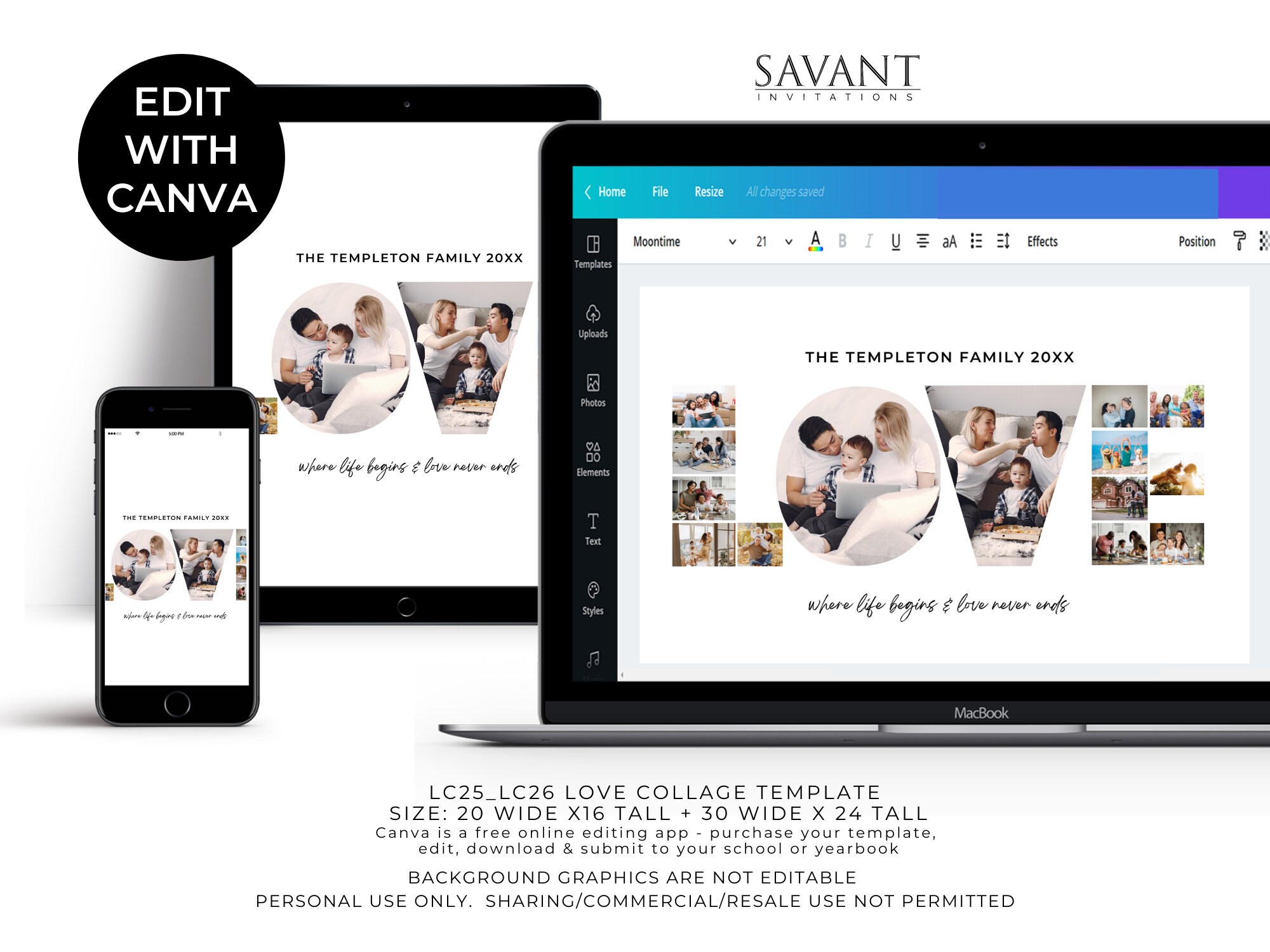 Editable Family Love Photo Collage Canva Template 14 Photos - Etsy