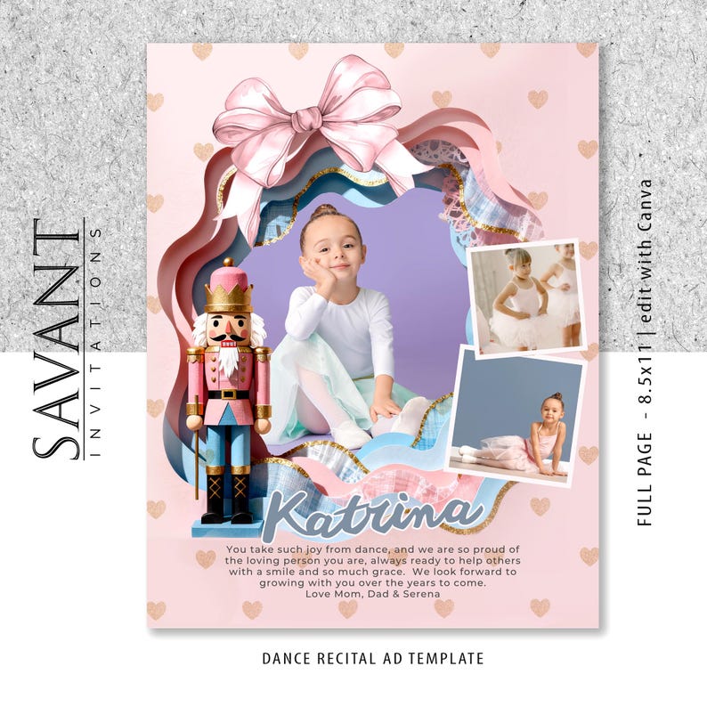 NEW! Nutcracker Dance Recital Tribute Shoutout Template - Full Page ...