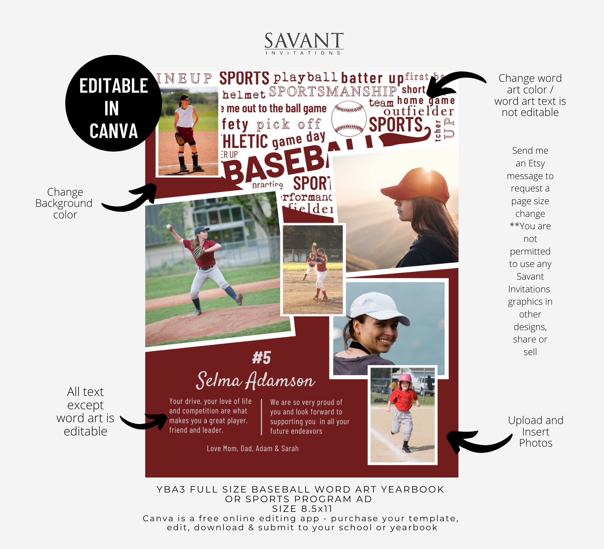 Full Page Baseball Yearbook Ad Template Sports Program Ad - Etsy