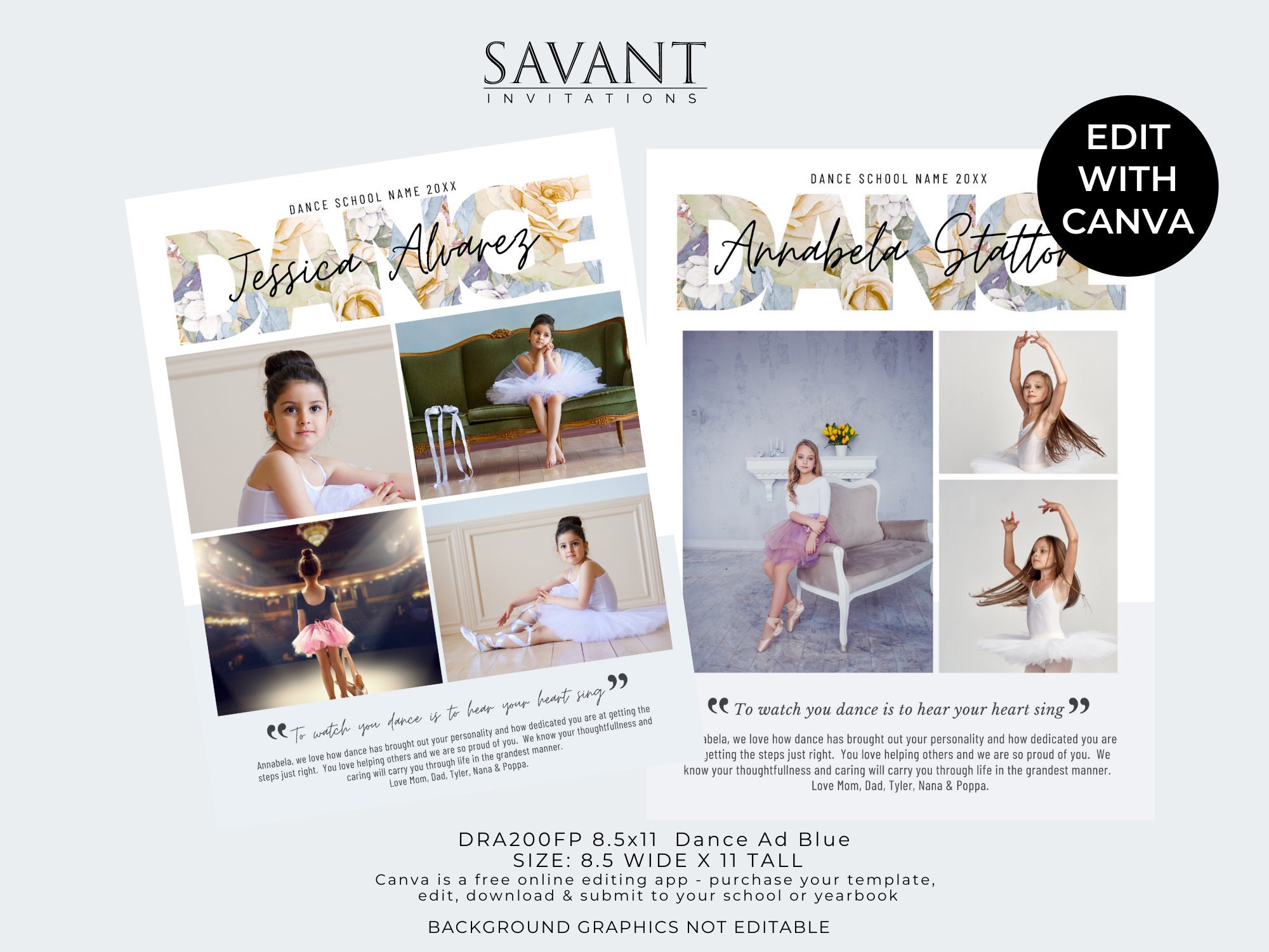 Full Page Dance Recital Ad Dance Recital Program Ad Canva - Etsy
