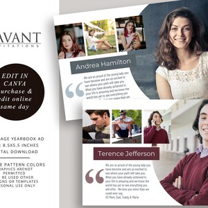 Yearbook Ad Canva Template - Half Page, Editable School Yearbook ...