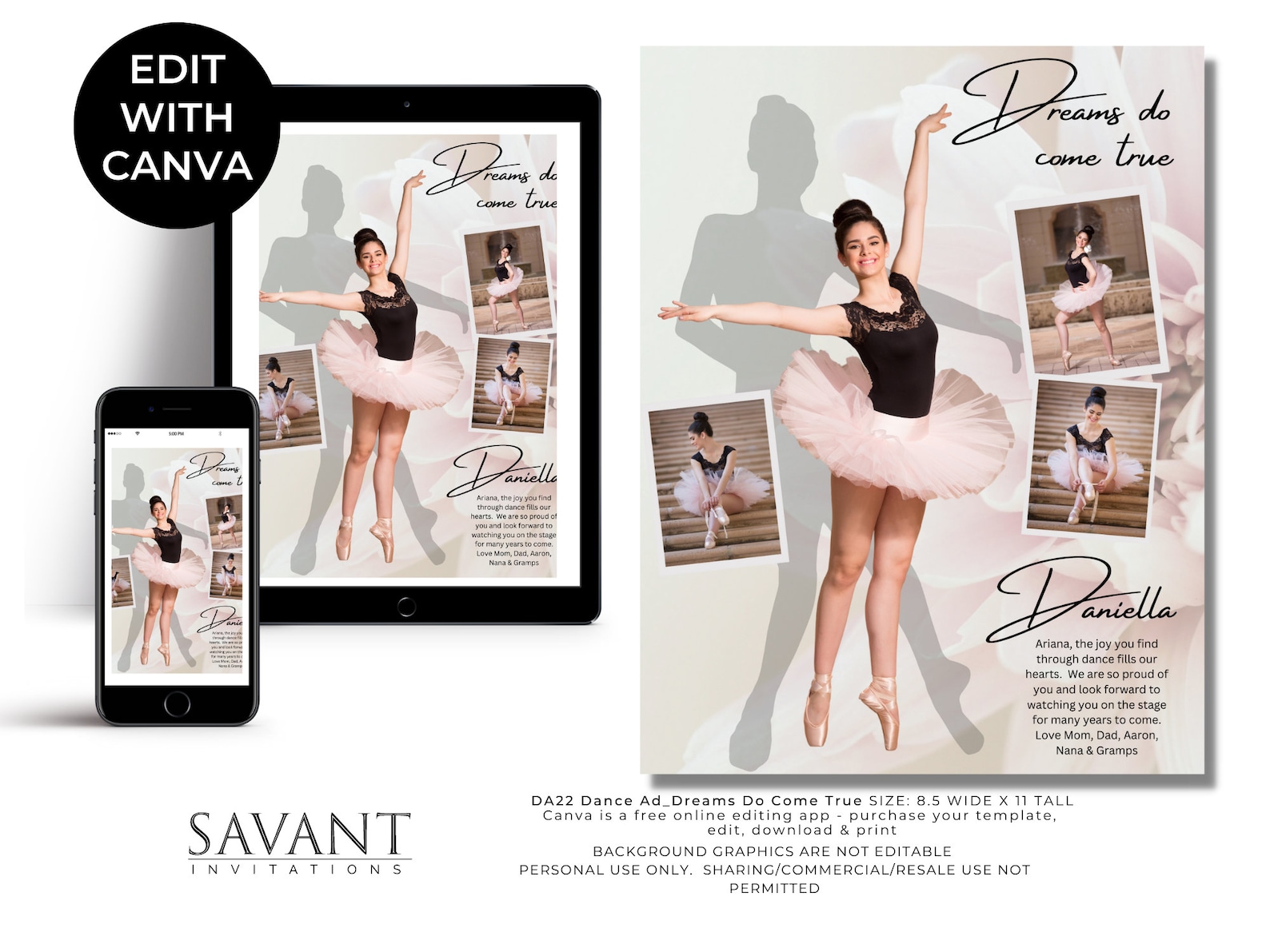NEW! Ballerina Dance Ad Full Page, Ballet Dance Recital Program Ad ...