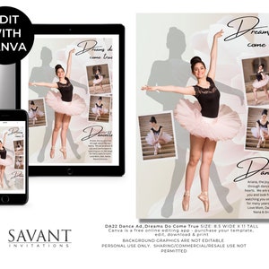 NEW! Ballerina Dance Ad Full Page, Ballet Dance Recital Program Ad ...