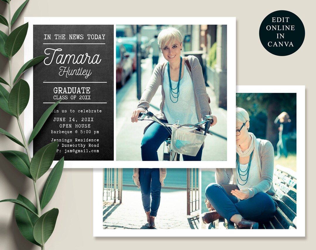 Personalized Graduation Card CANVA TEMPLATE, Graduation Invitation ...