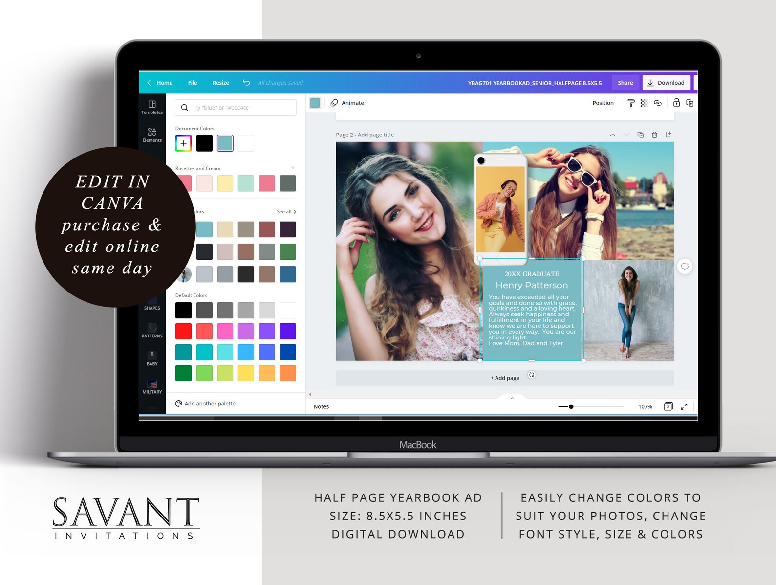 Senior Graduation Yearbook Ad Canva Template, Half Page Ad Template ...