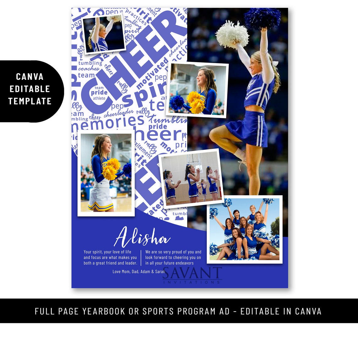 Yearbook Ad Template Cheer Sports Program Ad Editable in - Etsy