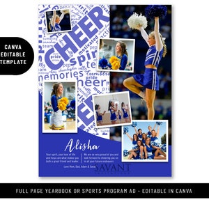 Yearbook Ad Template, Cheer Sports Program Ad, Editable in CANVA, Full ...