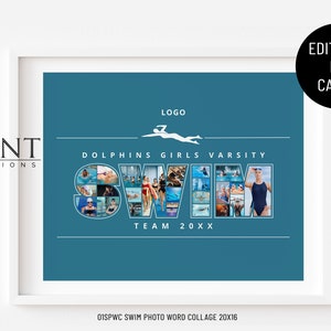 Girls Swim Photo Collage Editable Sports Team Poster Template ...