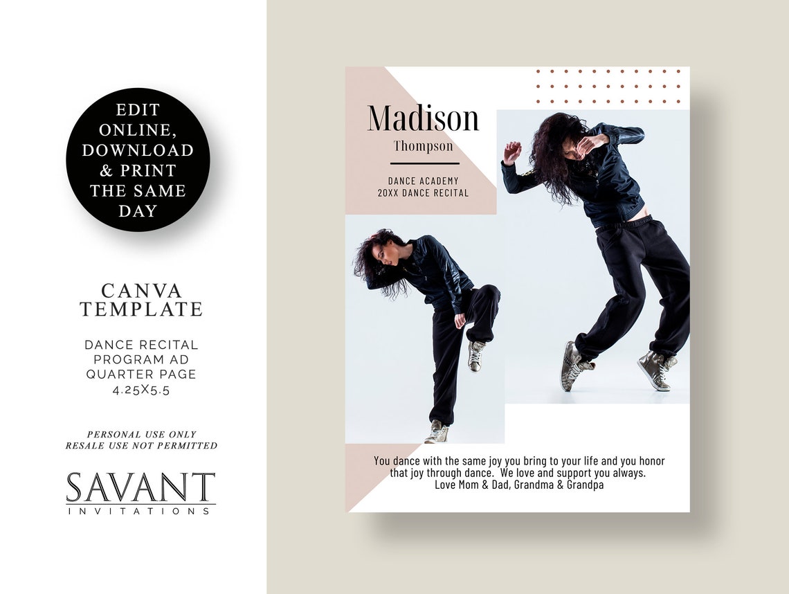 Dance Recital Ad Dance Recital Program Ad Personalize Your - Etsy