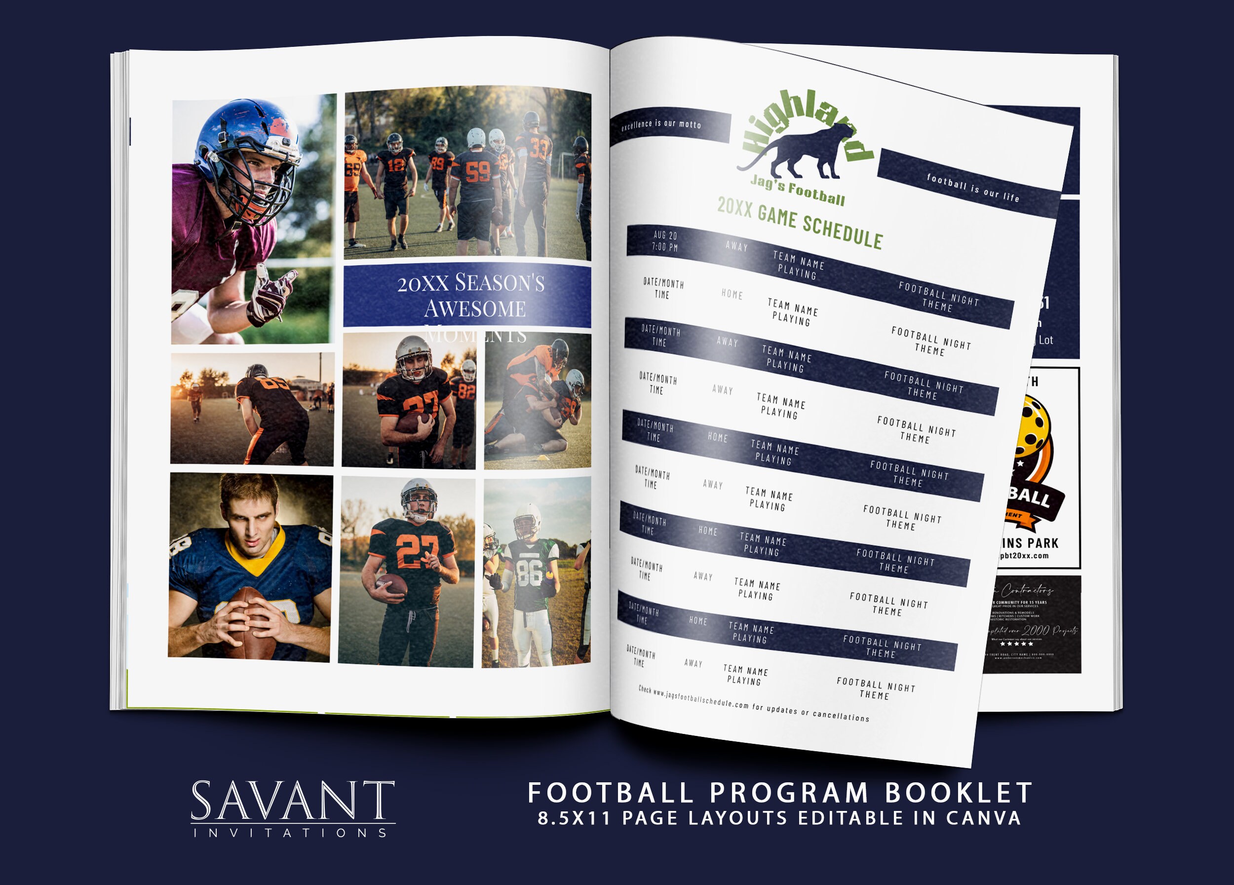 Football Program Template - Senior Night Template - US Letter Magazine ...