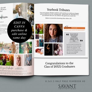 Yearbook Ad - Half Page, Graduation Yearbook Ad, Yearbook Tribute Ad ...