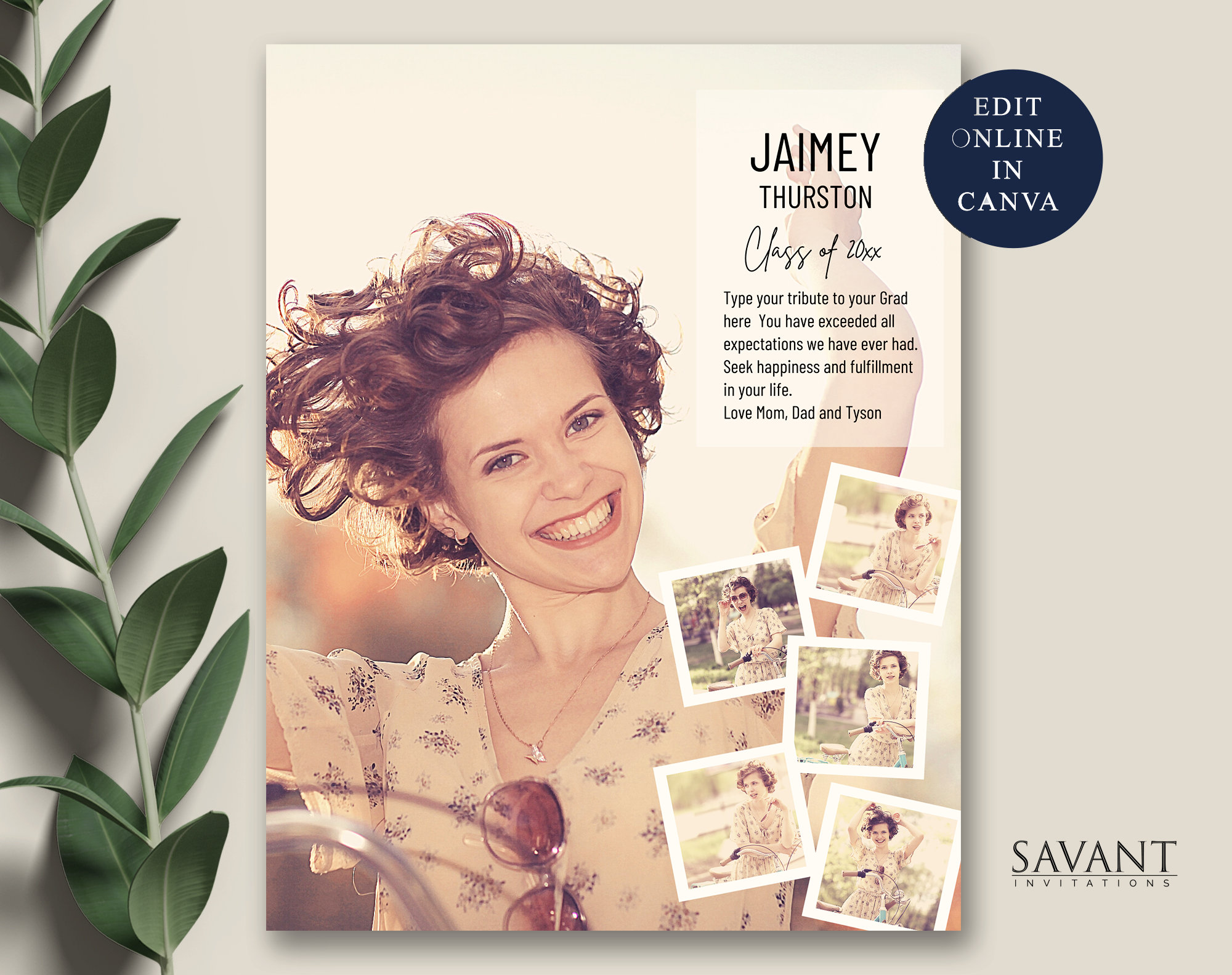 Yearbook Ad Photo Collage, Printable, Edit and Personalize Online Same ...