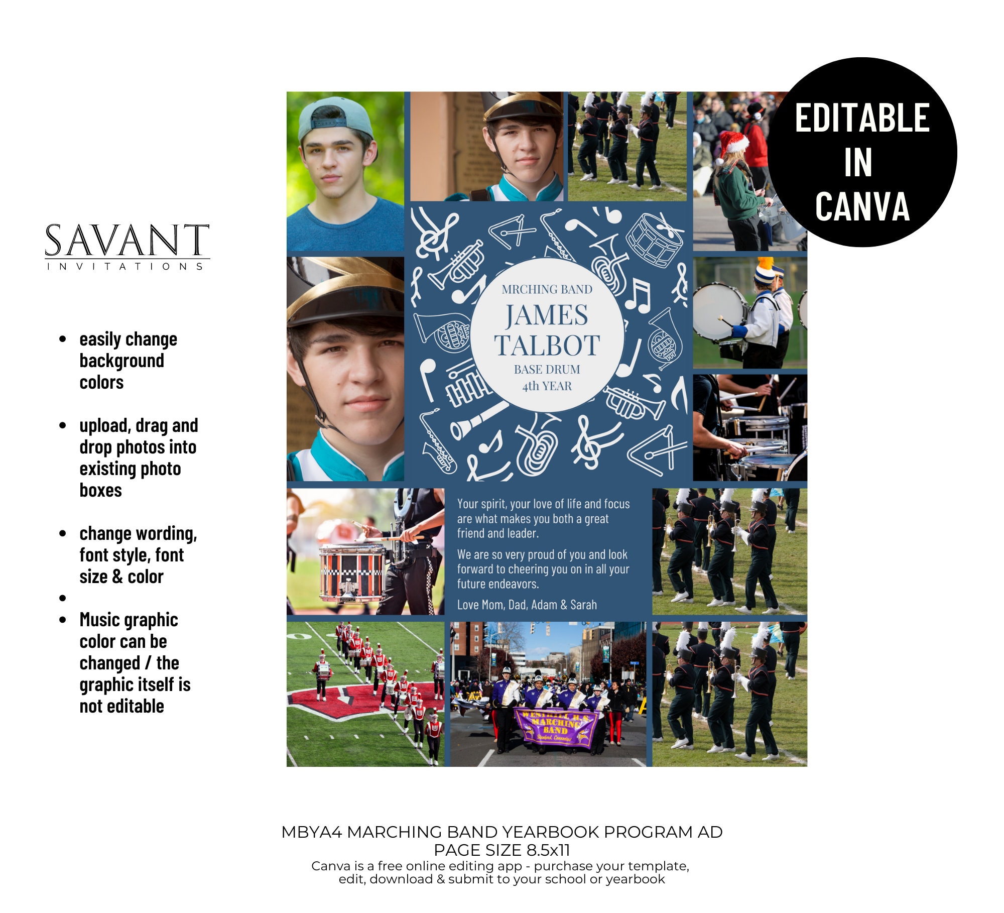 Marching Band Yearbook Program Ad Photo Collage Template FULL - Etsy