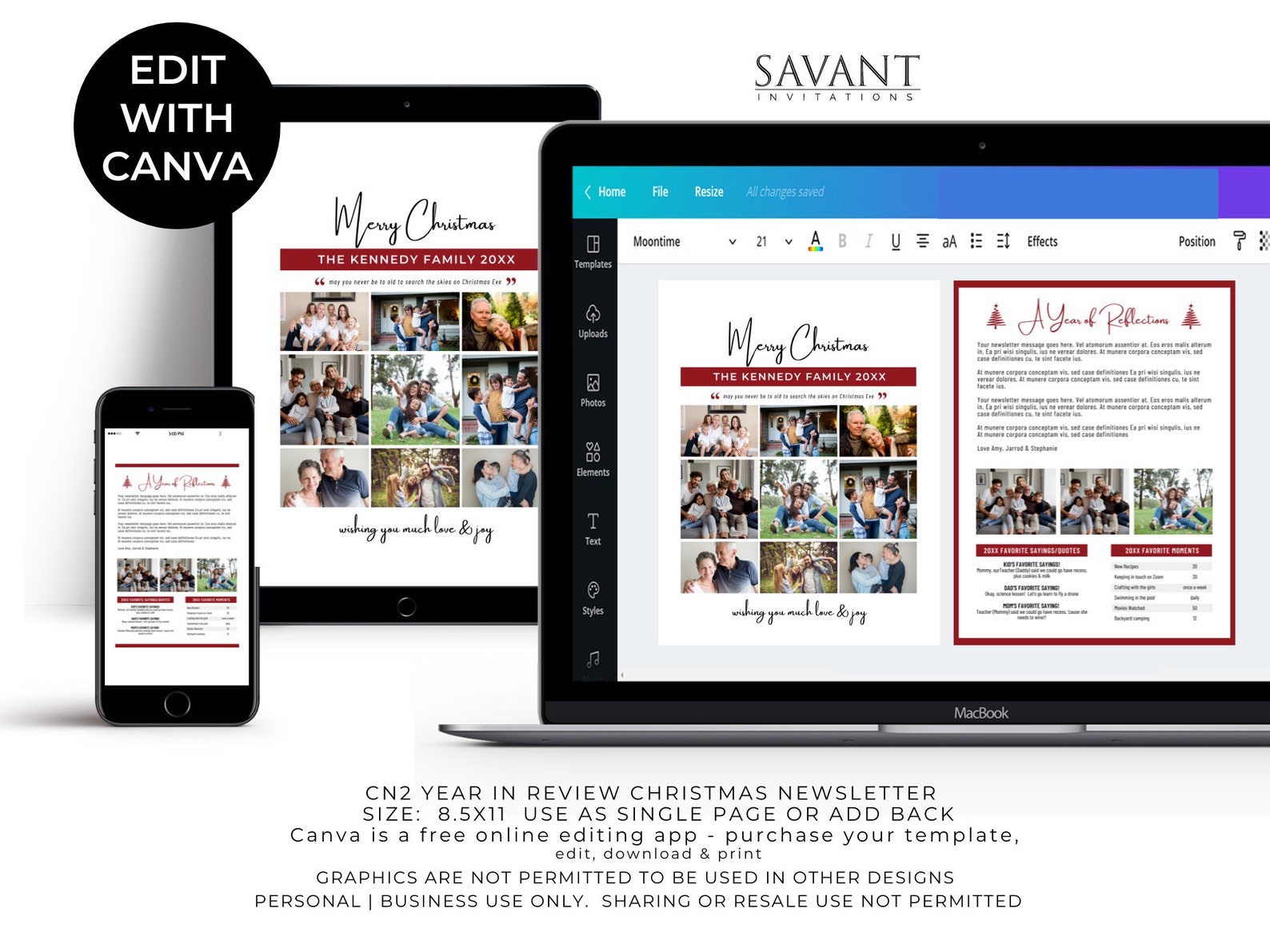 Editable Christmas Year in Review Printable Newsletter - Etsy