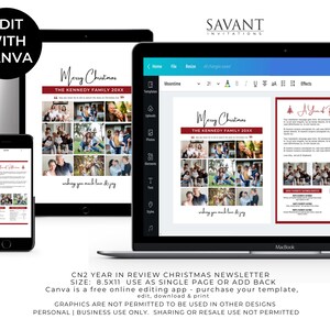 Editable Christmas Year in Review Printable Newsletter Template, Photo ...