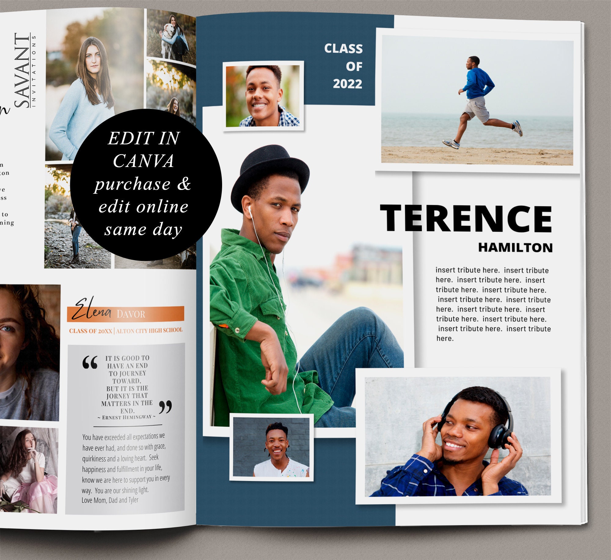 Yearbook Ad Template Canva Template Guy Girl DIY Editable - Etsy