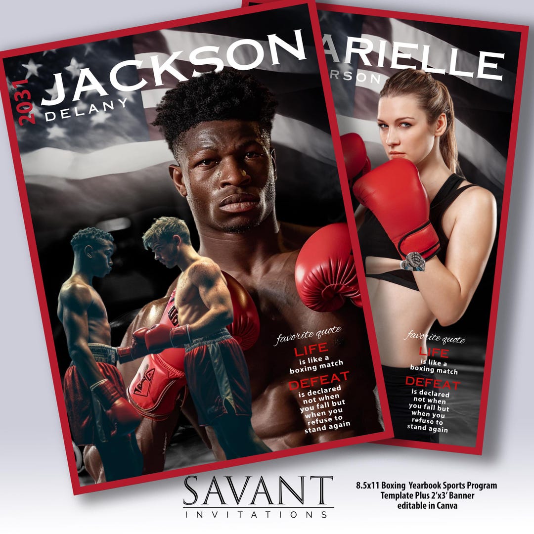 NEW! Boxing Yearbook Ad Template + Senior Night Banner - Sports Program ...