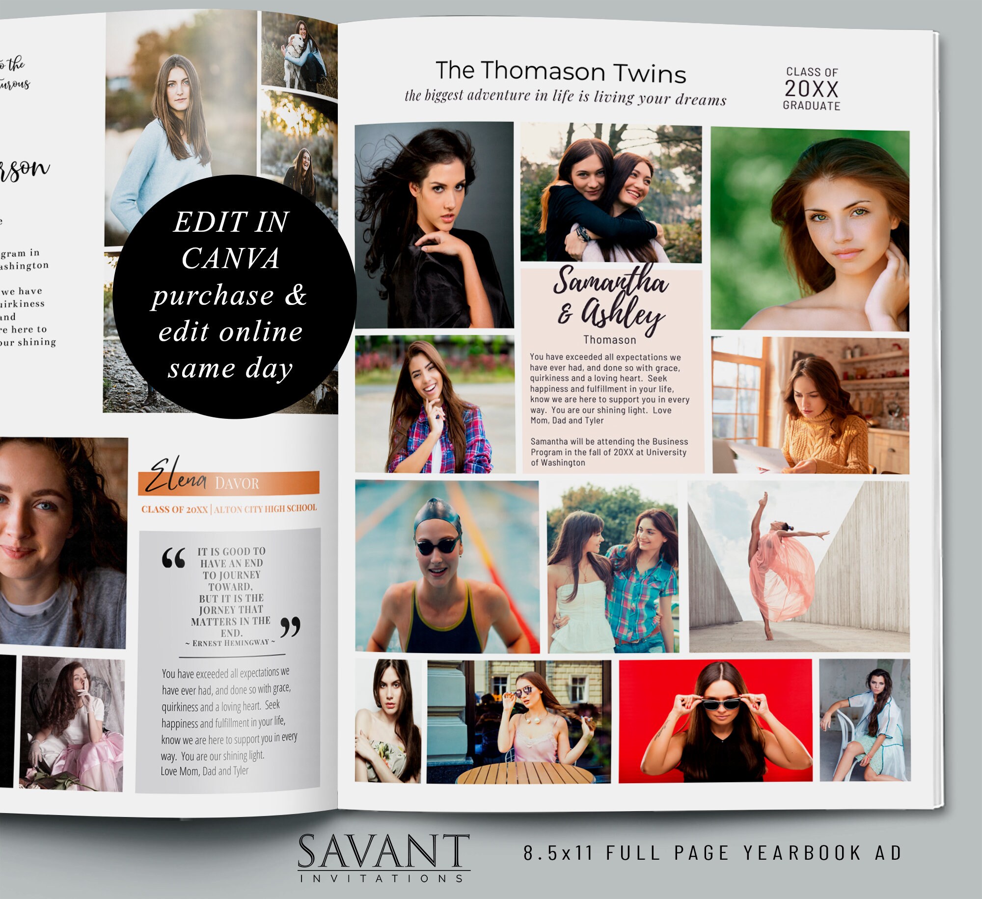 Twins Yearbook Ad Template Canva Template DIY Editable - Etsy