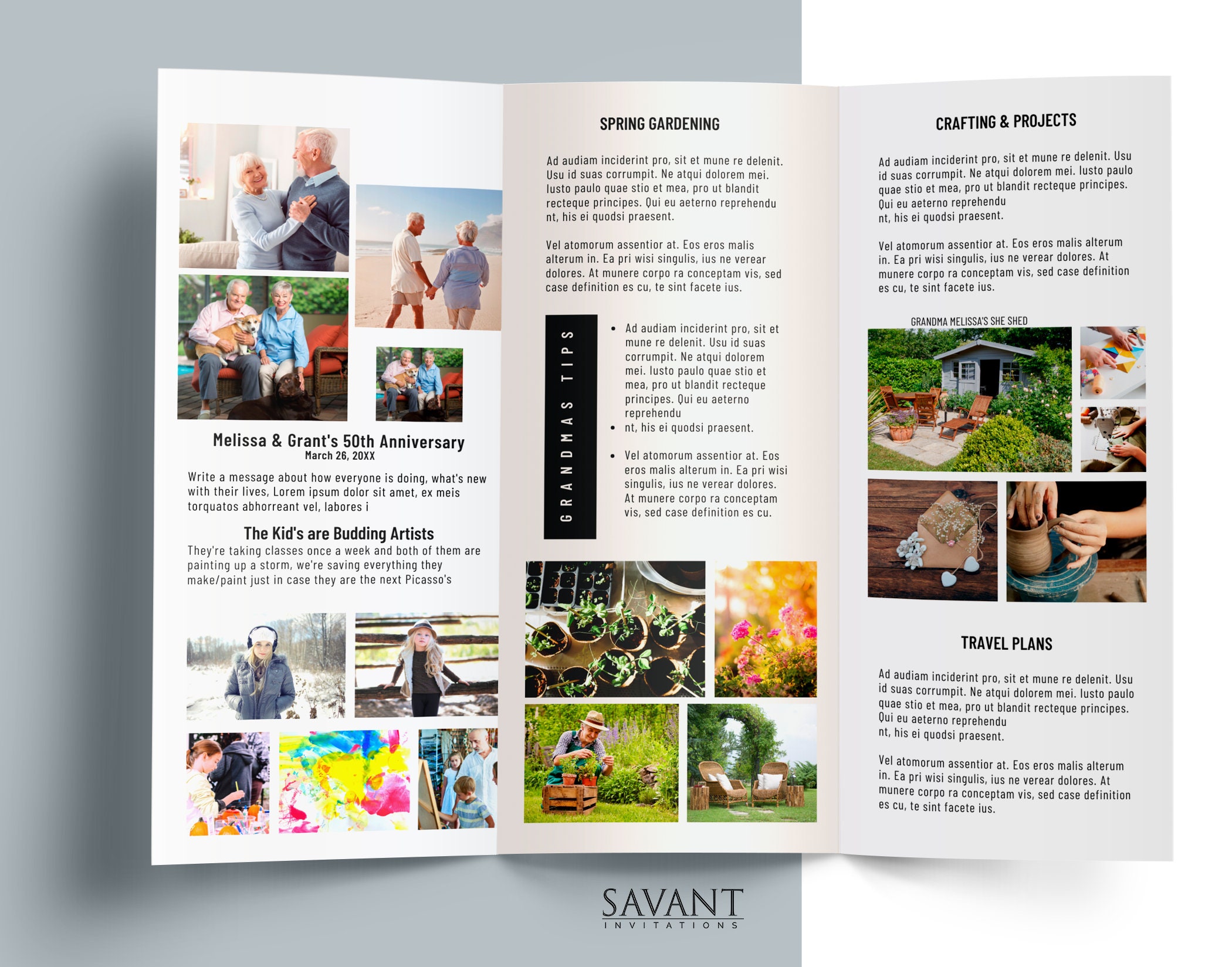 Trifold Family Newsletter Photo Collage Newsletter US | Etsy