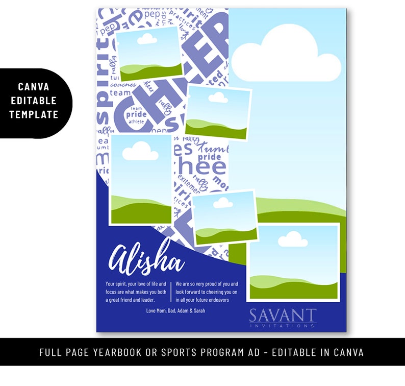 Yearbook Ad Template Cheer Sports Program Ad Editable in - Etsy