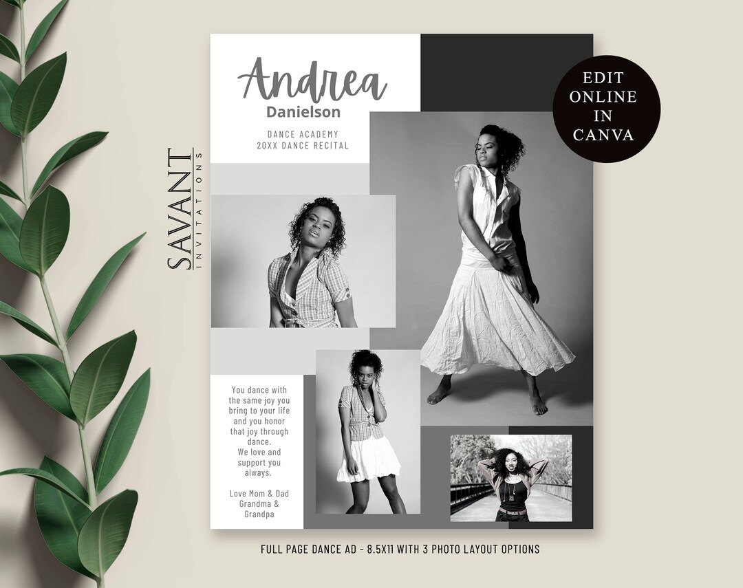Dance Recital Ad Template, Dance Recital Program Ad, Editable FULL PAGE ...