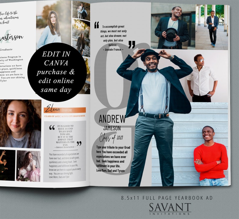 Graduation Yearbook Ad Canva Template Editable Yearbook - Etsy