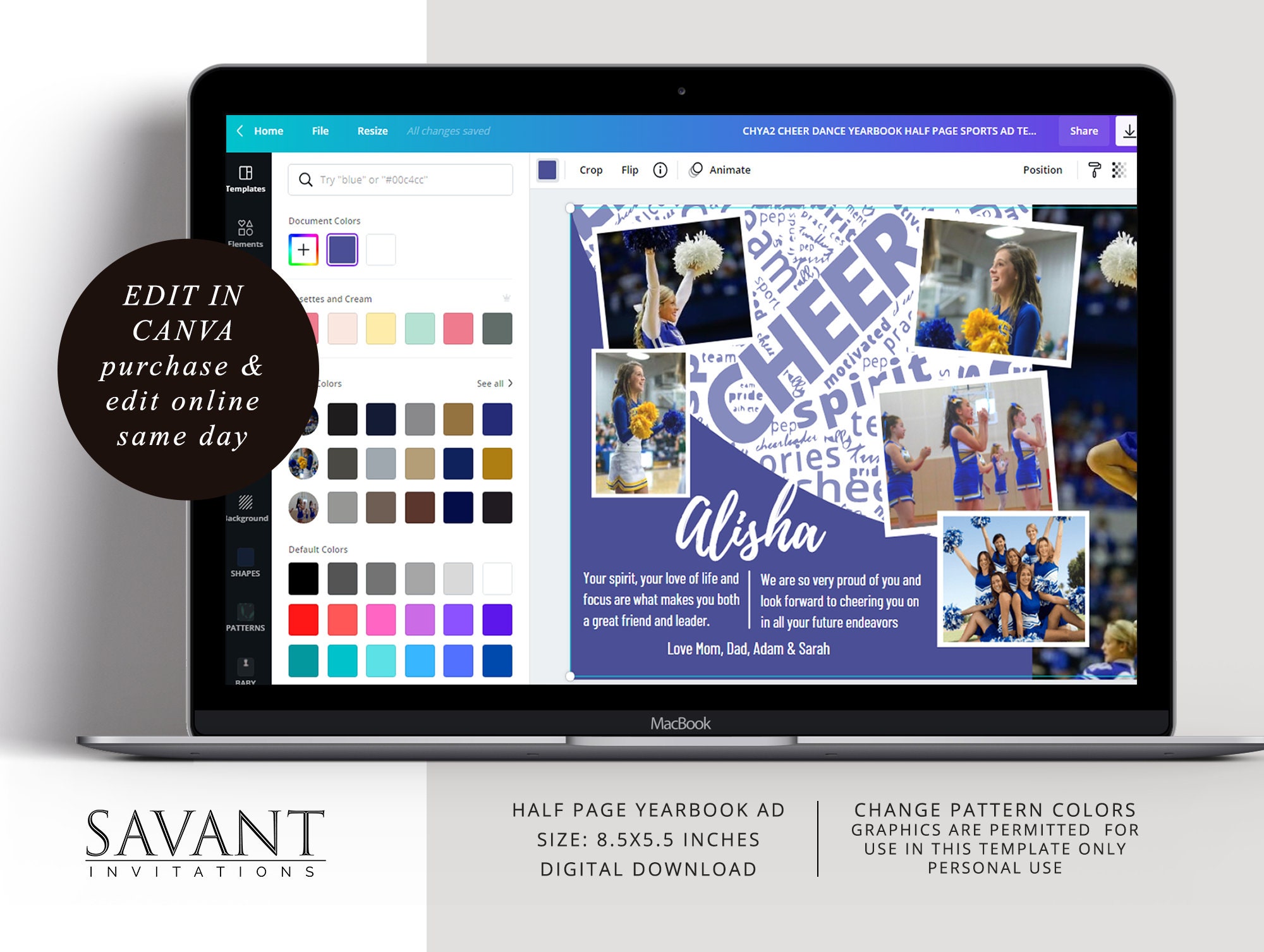 Half Page Cheer Yearbook Ad Template Sports Program Ad | Etsy