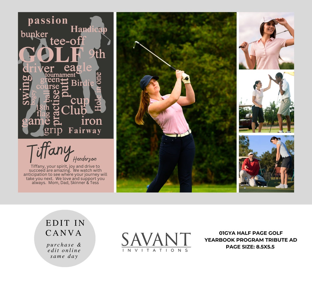 Golf Template, Sport Program Tribute, Half Page Parent Tribute Ad for ...