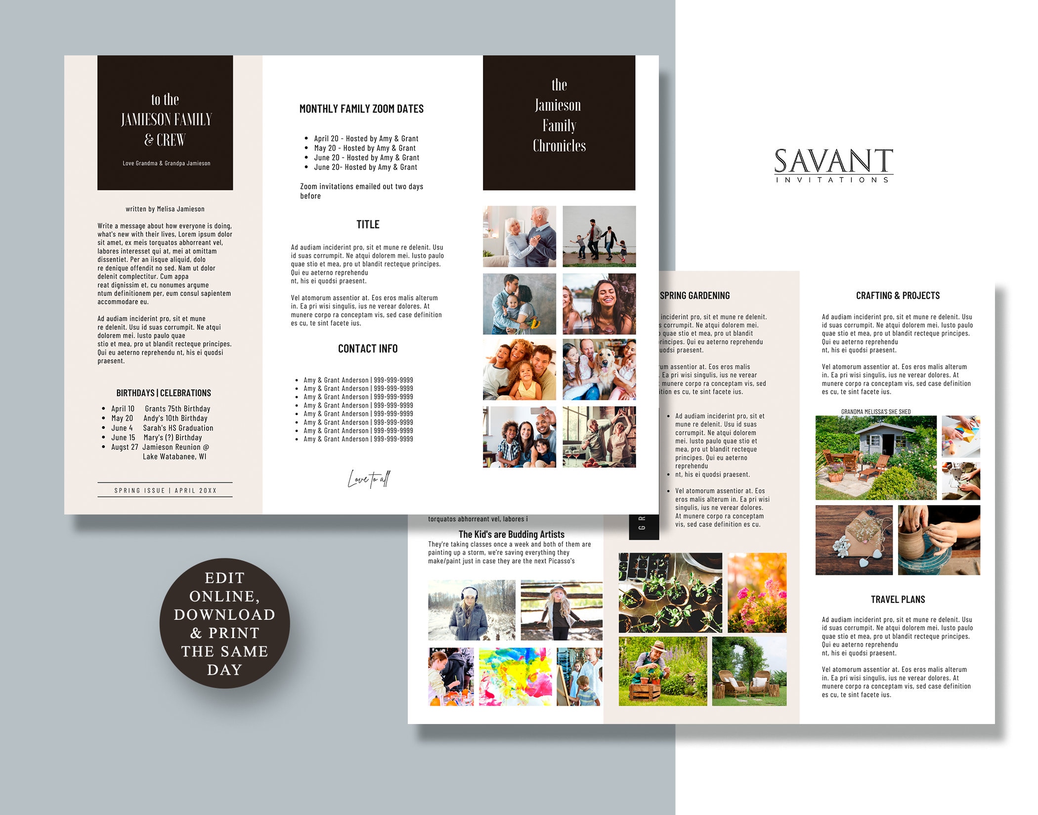 Trifold Family Newsletter Photo Collage Newsletter US | Etsy