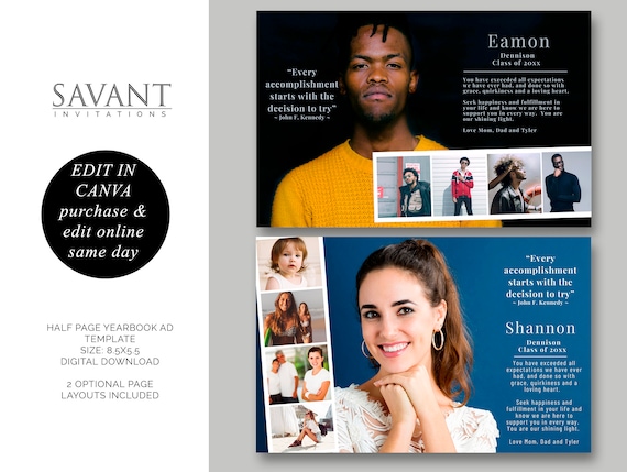 Yearbook Ad HALF PAGE Graduation Yearbook Ad Canva Template | Etsy