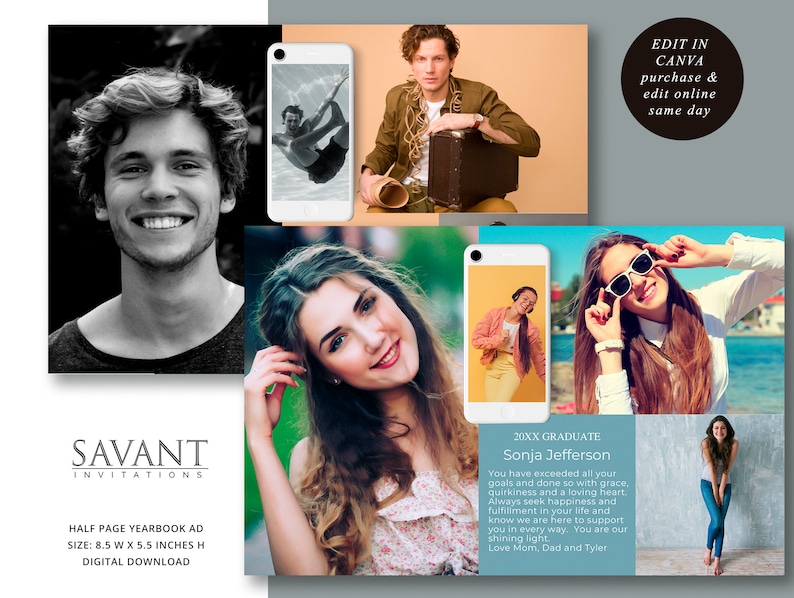 Senior Graduation Yearbook Ad Canva Template Half Page Ad - Etsy