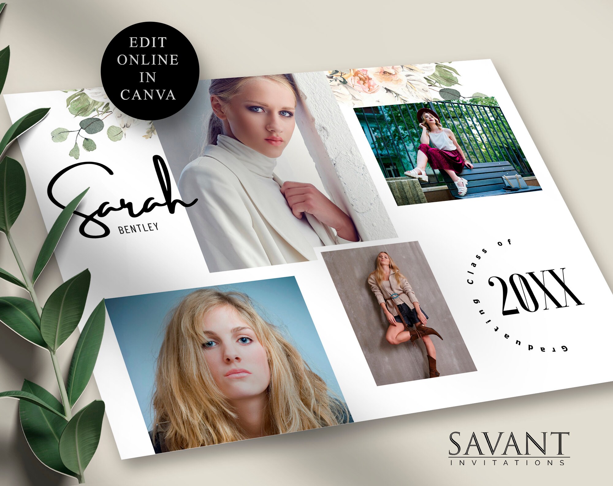 Editable Graduation Template, Graduation Announcement Invitation Card ...