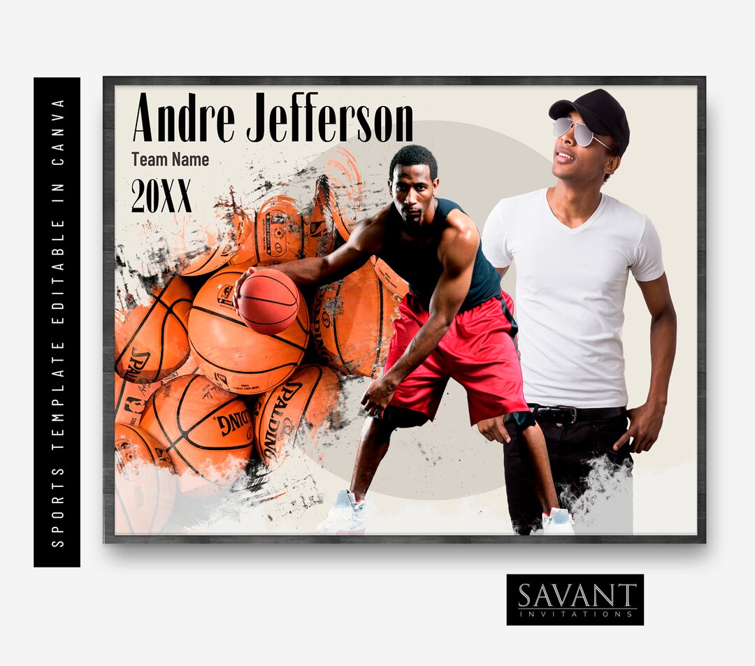 Sports Poster Template Editable in CANVA, Basketball Poster - High ...