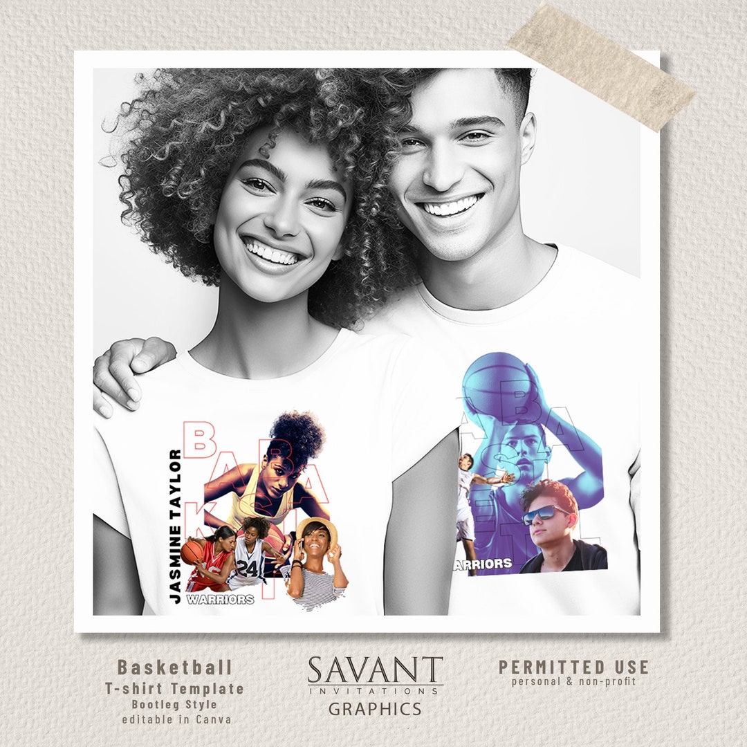Basketball T-shirt Template Bootleg Style Buyer Edits in Canva Video ...