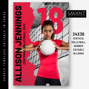 24x36 Volleyball Sports Banner Template, Senior Night Banners, Edit in ...