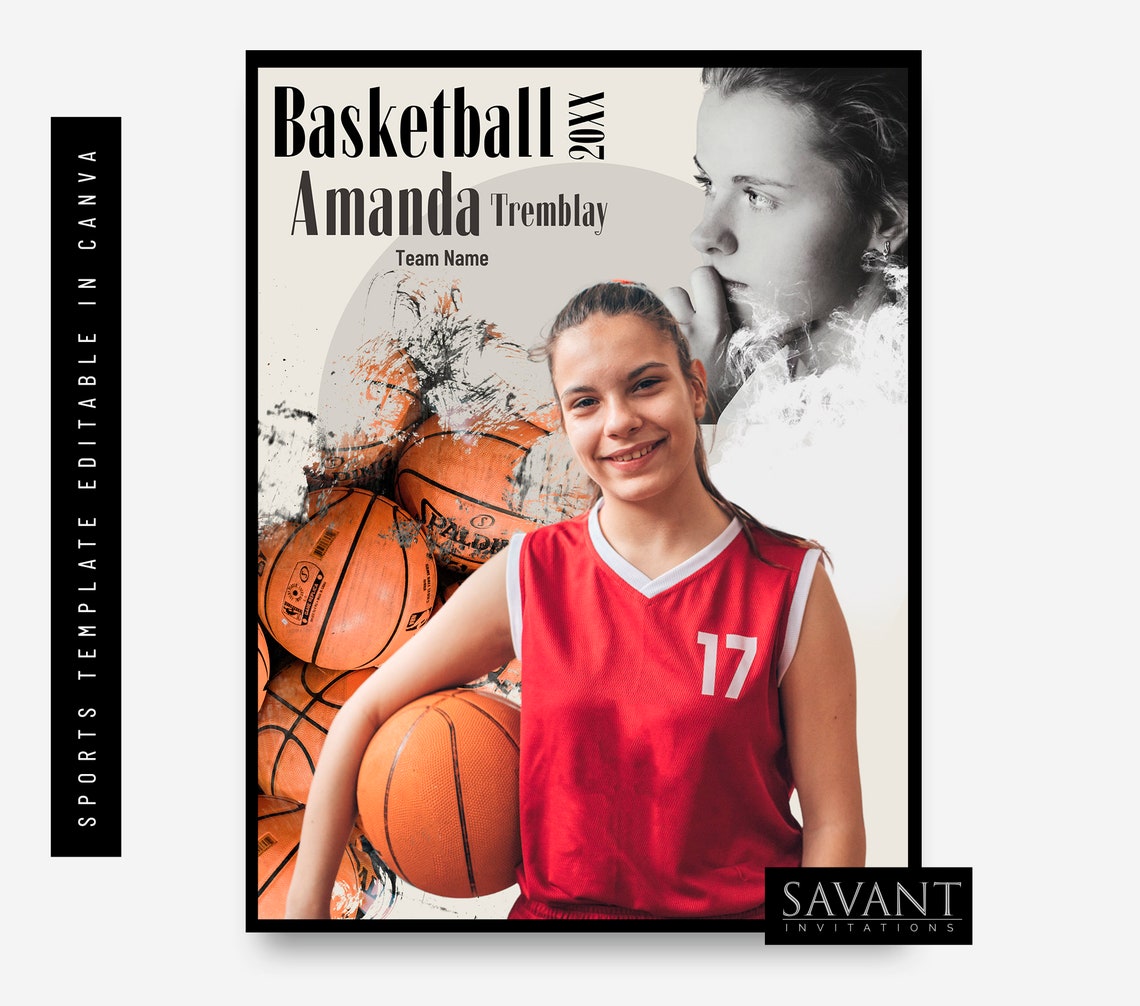 Sports Poster Template Editable in CANVA Basketball Poster - Etsy
