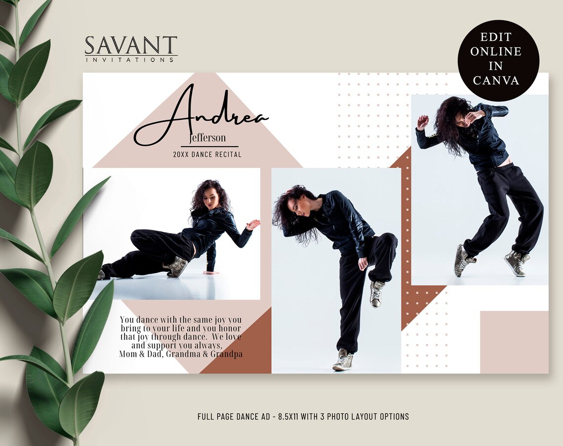 Dance Recital Ad Template HALF PAGE Dance Recital Program Ad - Etsy