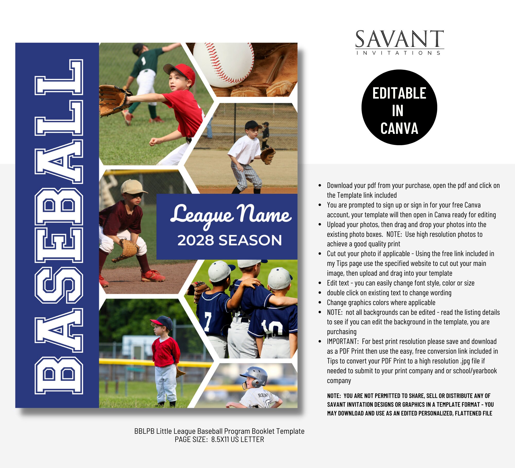 Little League Baseball Program Booklet Template, Edit With Canva, US ...
