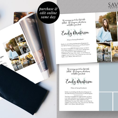 Senior Yearbook Ad Template Editable Half Page Graduation - Etsy
