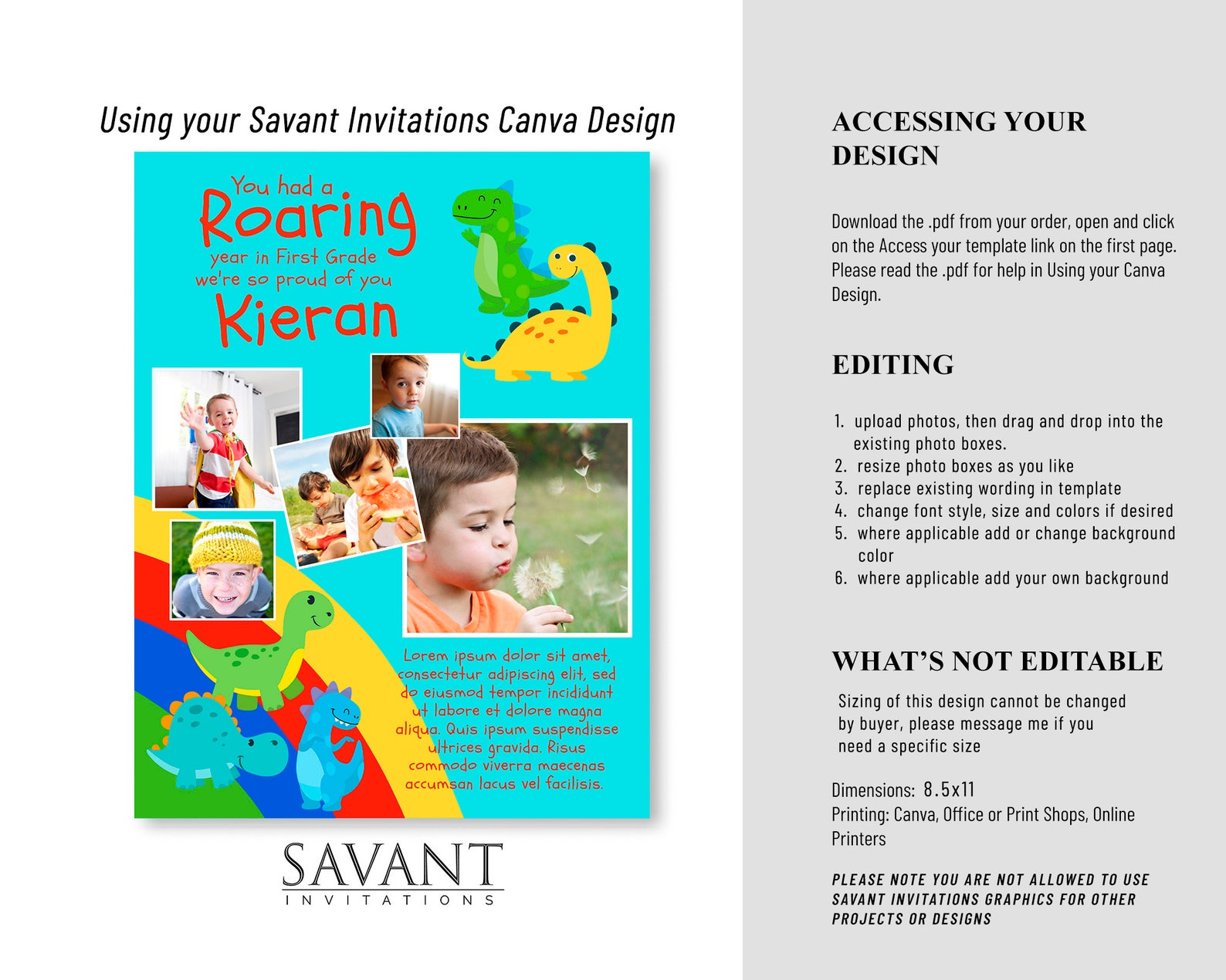 Yearbook Ad Middle School Dinosaur Themed Full Page Yearbook - Etsy