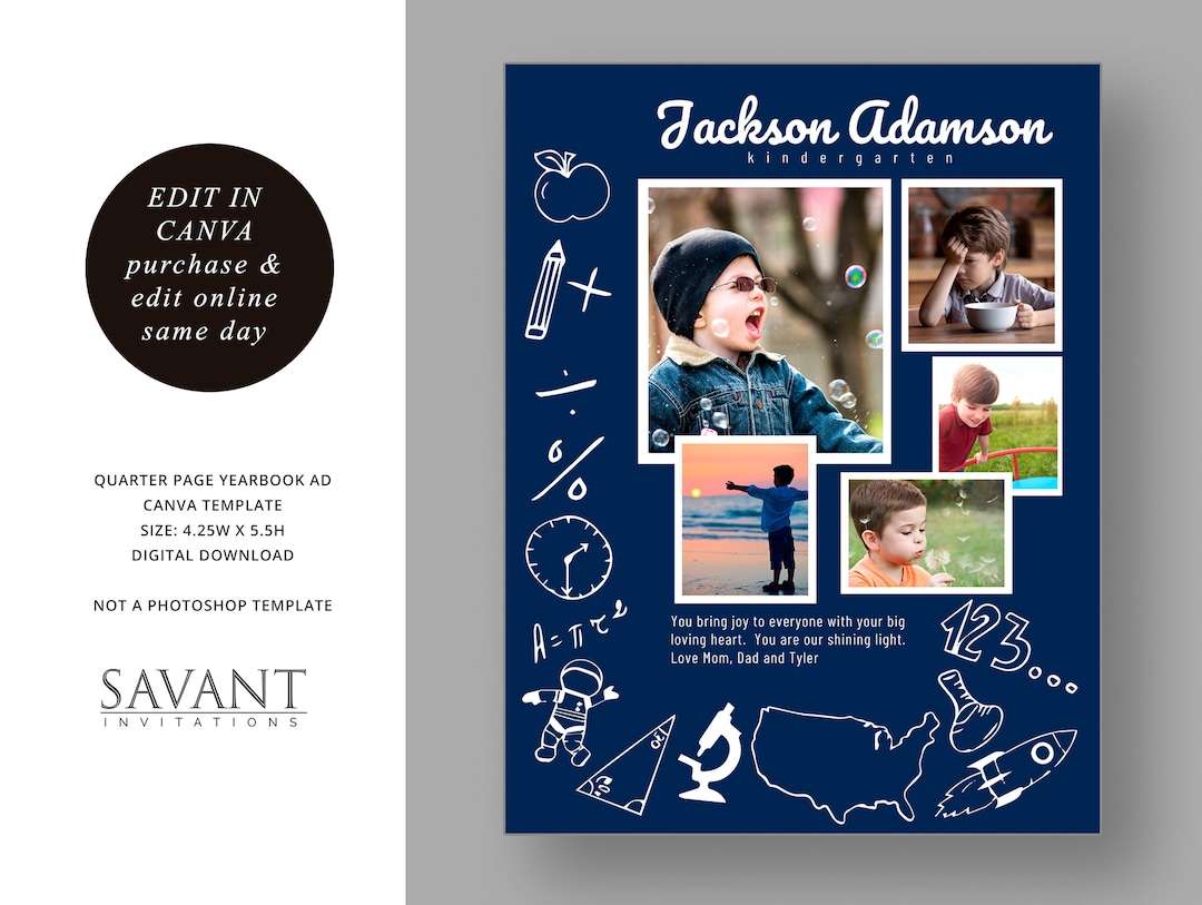 Quarter Page Yearbook Ad Template for Elementary Middle School - Buyer ...