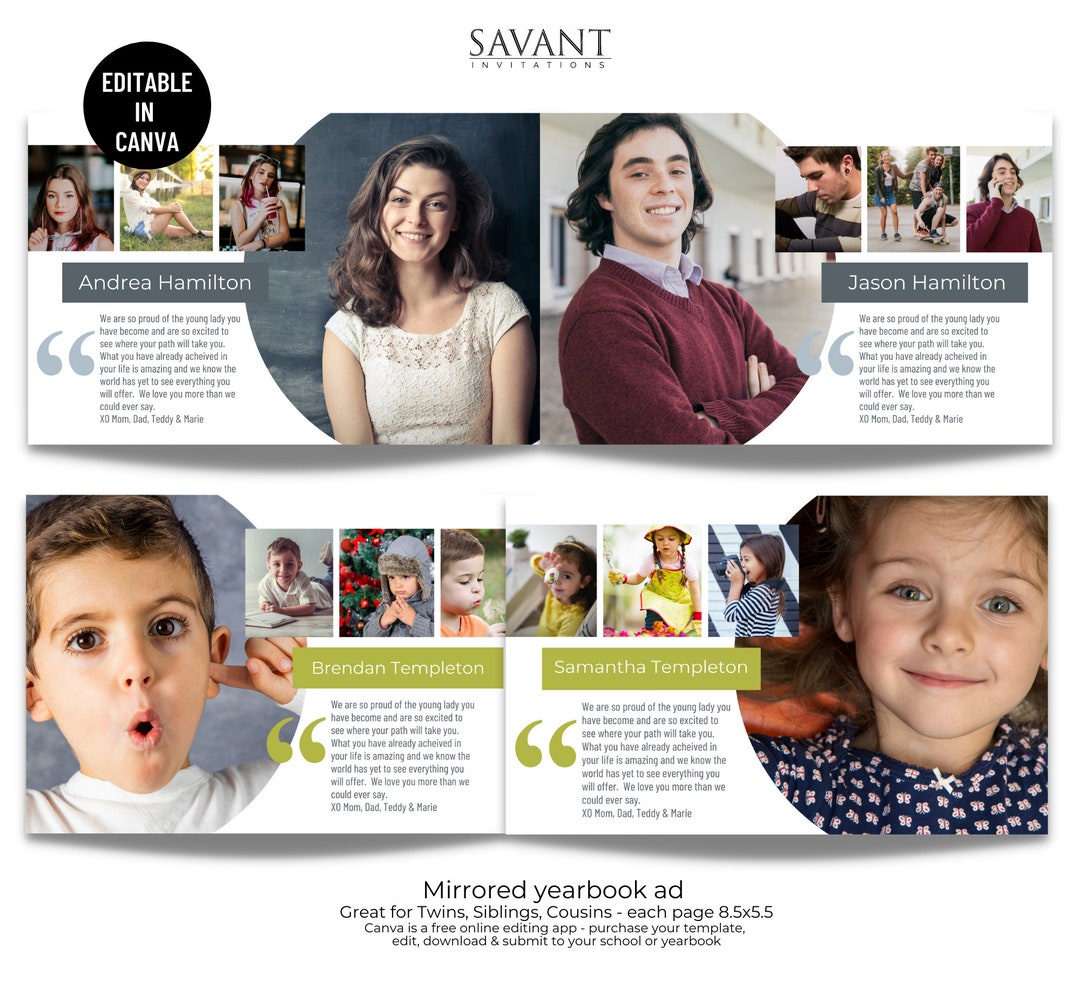 Yearbook Ad Canva Template - Half Page, Editable School Yearbook ...
